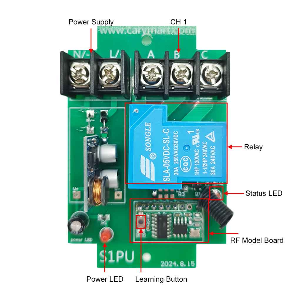 One RF Transmitter Control Eight 1 Way 30A DC Wireless Relay Switches – Remote Control Switches ...