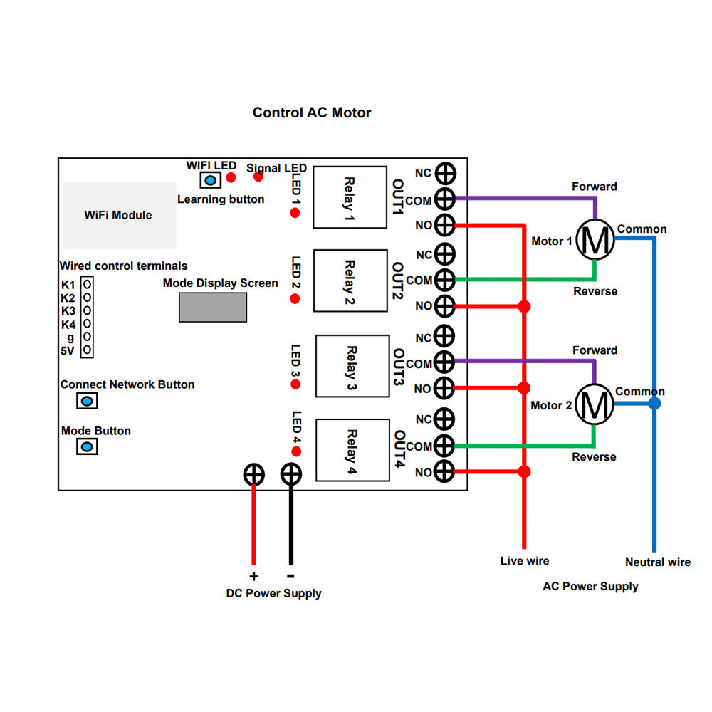 DC WiFi Smart Wireless Remote Control Switch 4 Way Dry Relay Output ...