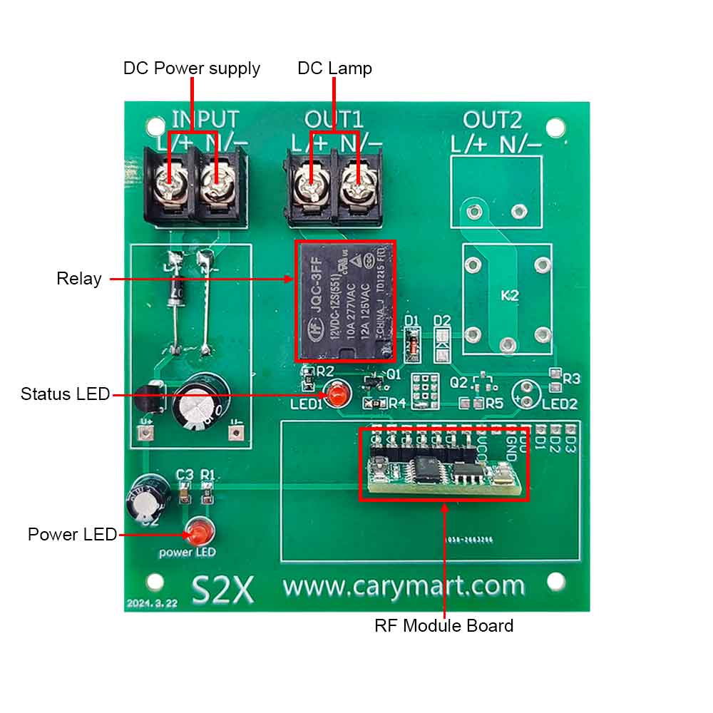 Six 1 CH DC Output 10A Wireless Receivers with RF Remote Control ...