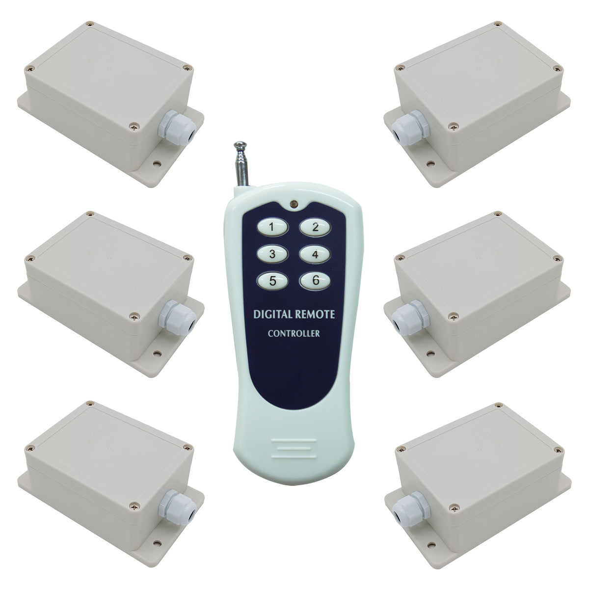 Six 1 CH DC Output 10A Wireless Receivers with RF Remote Control ...