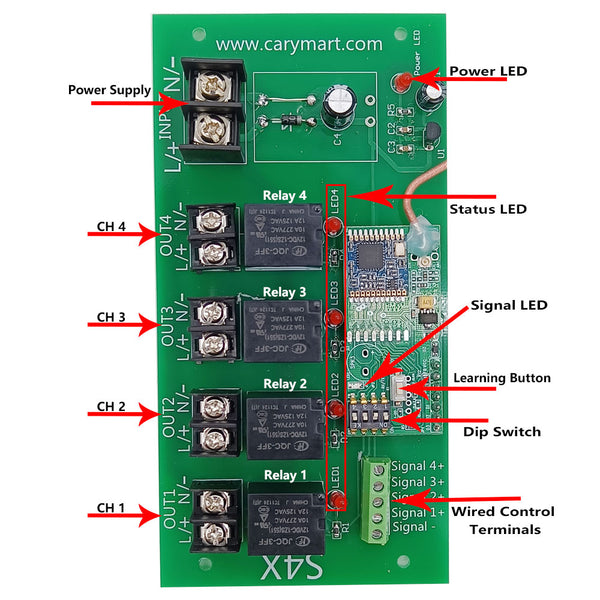 5km Wireless Switch RF Receiver With 4 Channel DC Power Input Output – Remote Control Switches ...