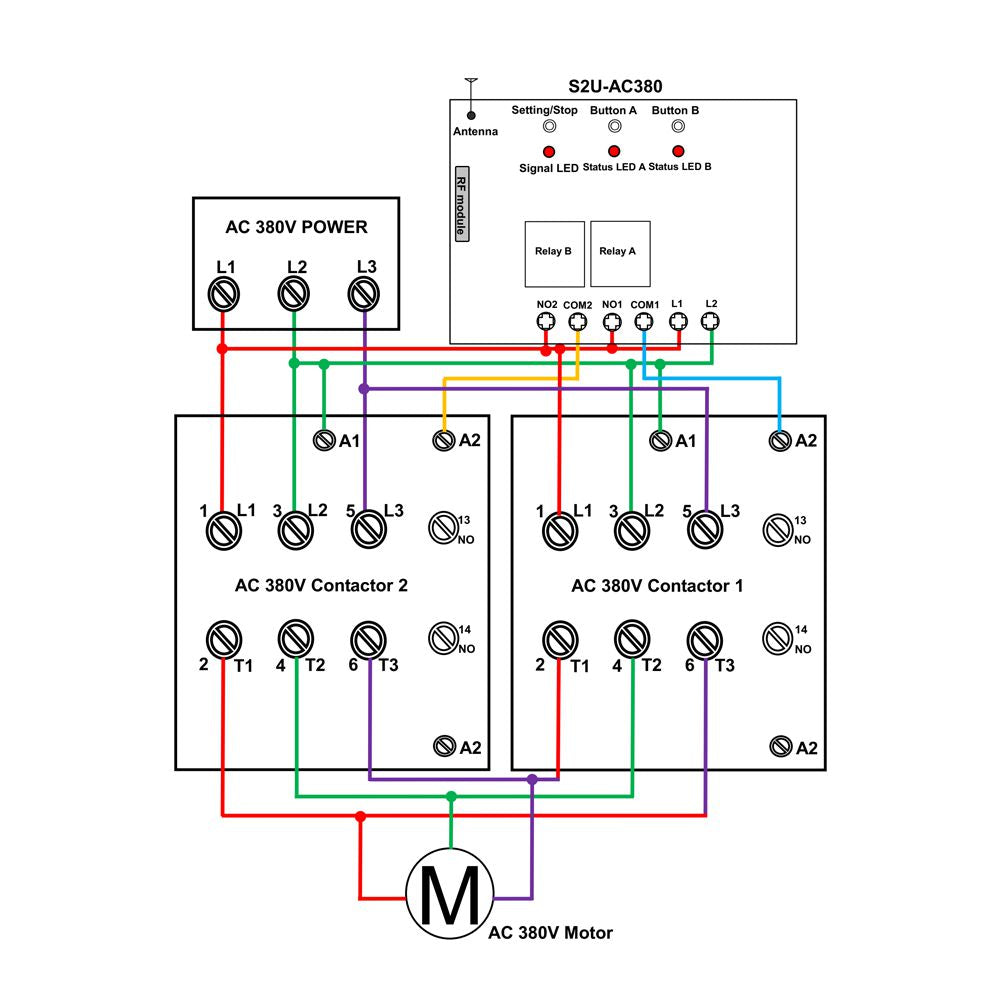 Wireless RF Remote Control Switch Kit for Three Phase Electric Motor ...