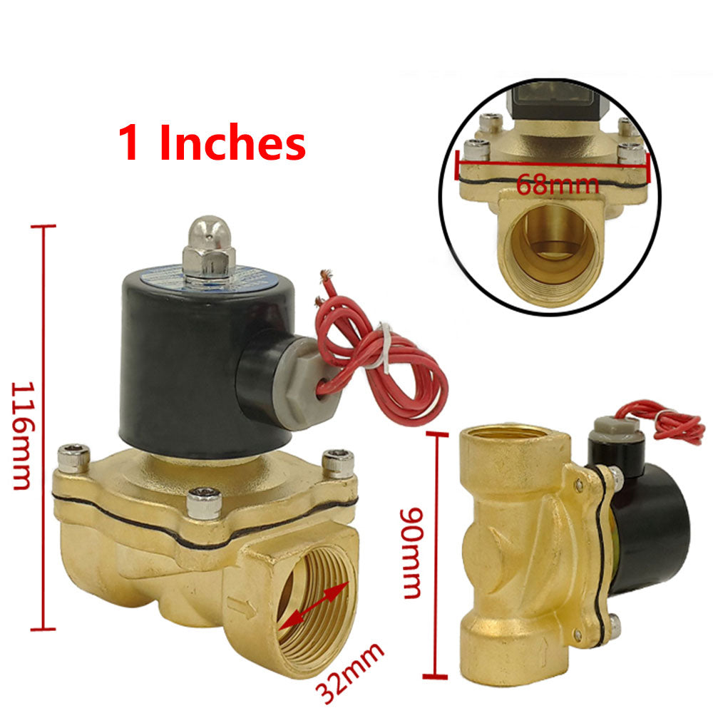 1" Inch 2 Way Electric Brass Solenoid Valve DC 12V 24V AC 110V 220V – Remote Control Switches ...